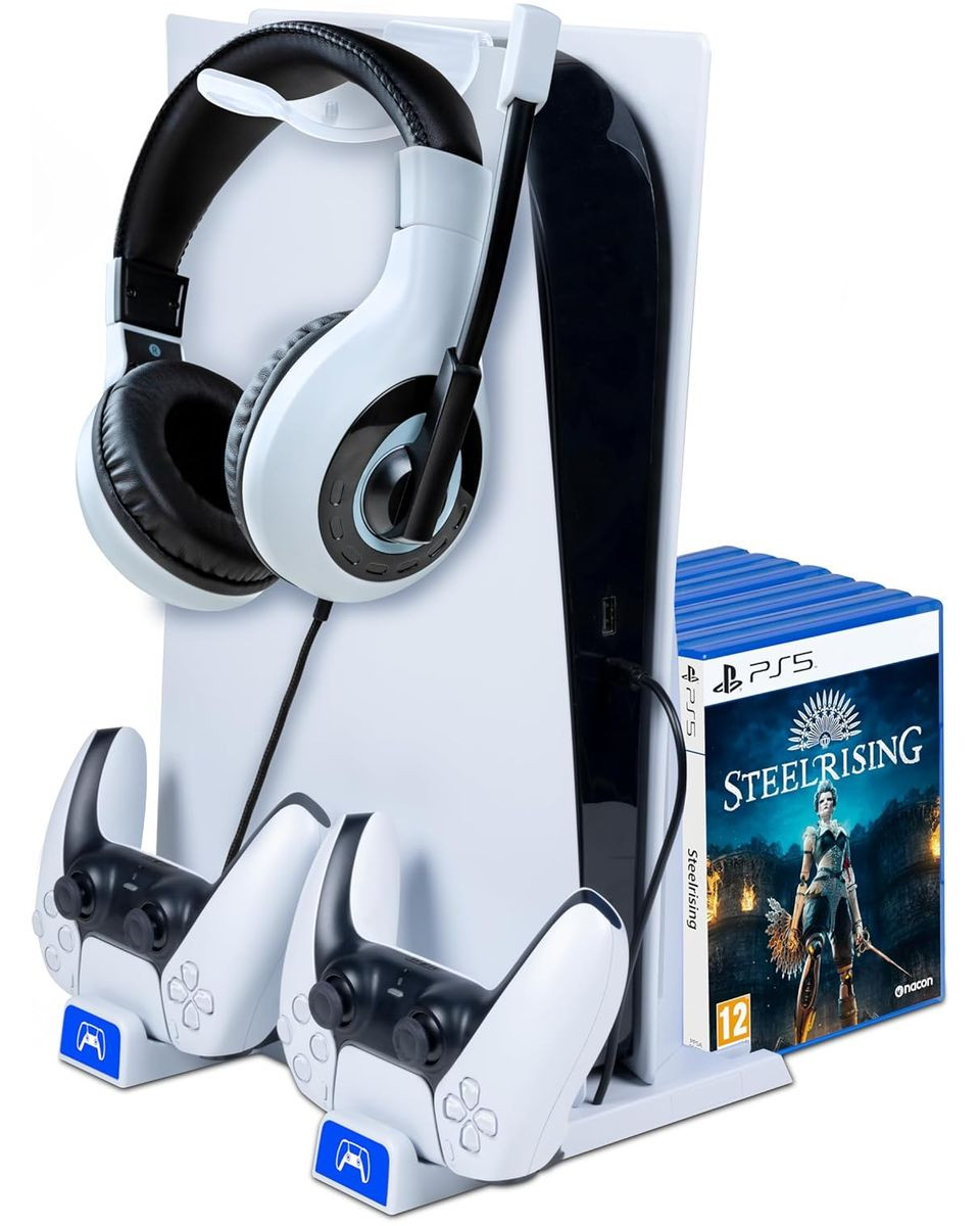 Stalak za PlayStation 5 konzolu sa punjačem za DualSense kontrolere